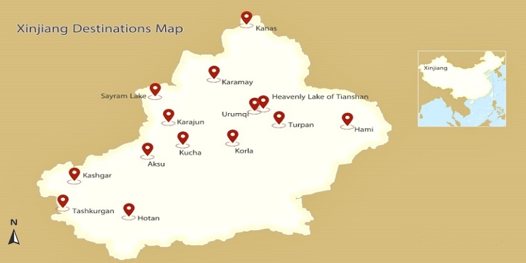 Xinjiang Travel Map & Map of Xinjiang China with Cities - China Dragon ...