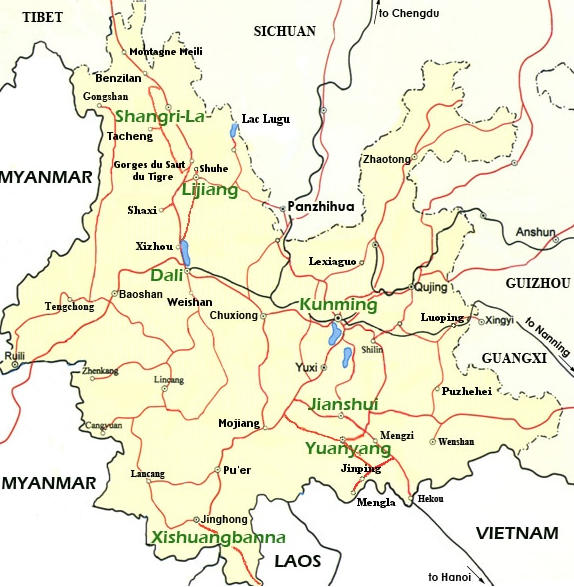 Complete Yunnan Map Ultimate Travel Guide to Popular Surrounding Cities ...
