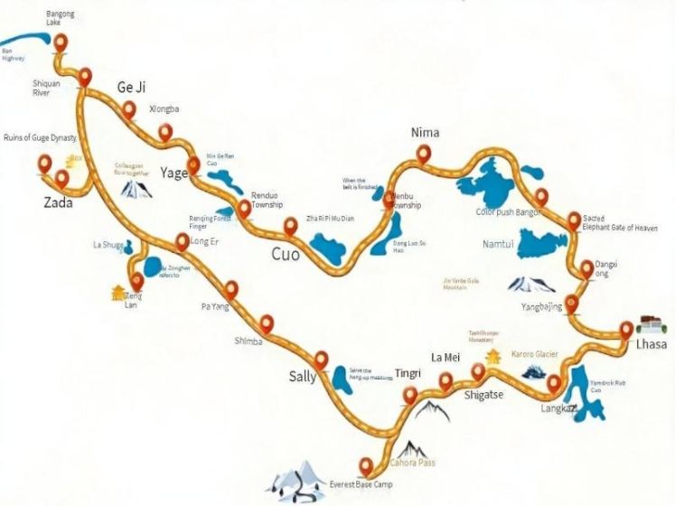 Ngari Tibet Travel Map Guide: Sacred Mountains, History and Untamed ...